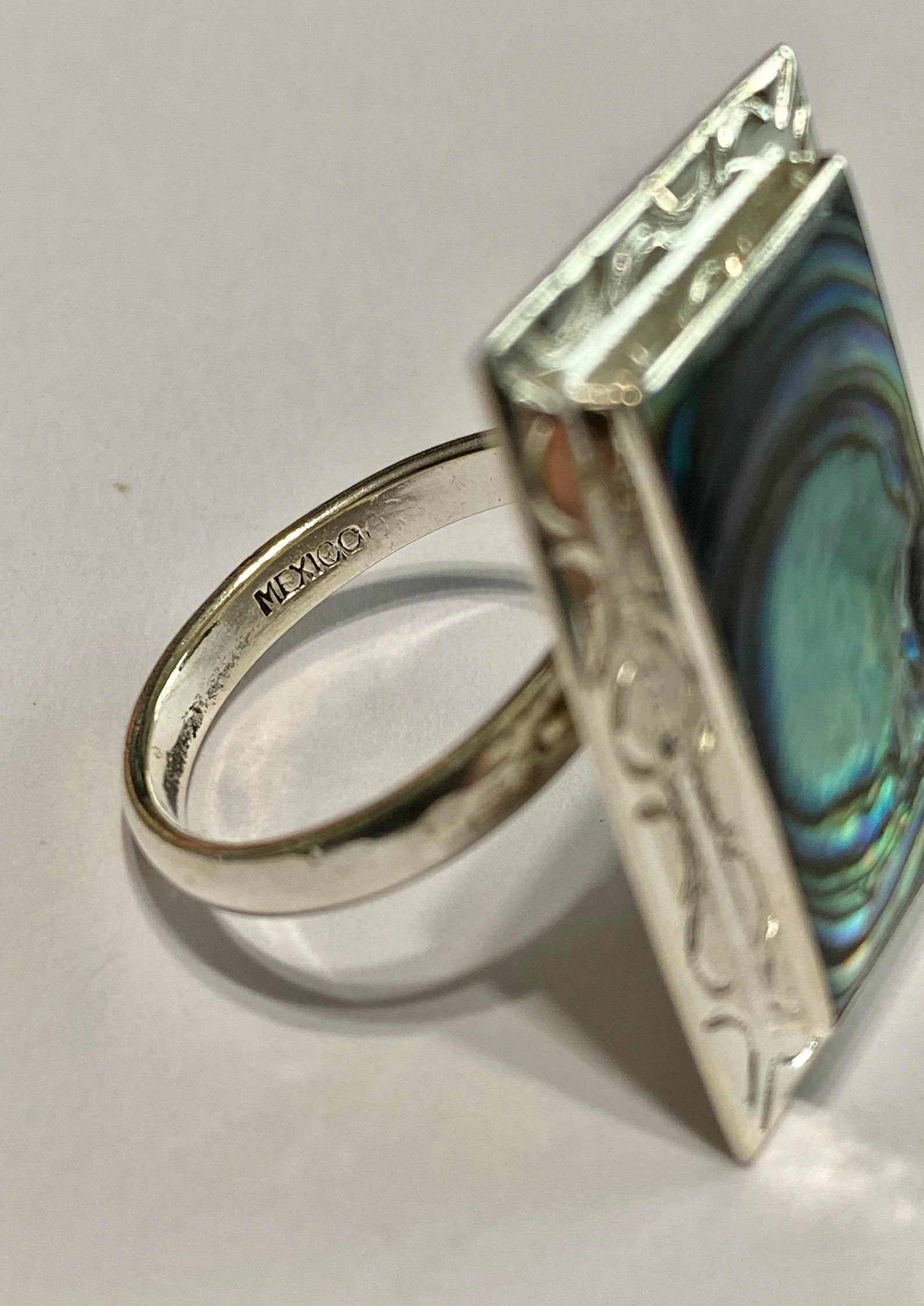 Large Abalone Shell Ring-vintage Mexico Sterling Silver - Etsy