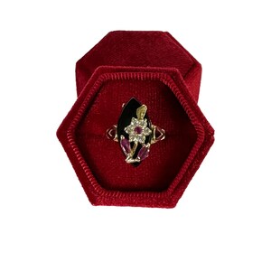 Onyx Created Ruby & Simulated Diamond Ring 14k Yellow Gold Floral ...