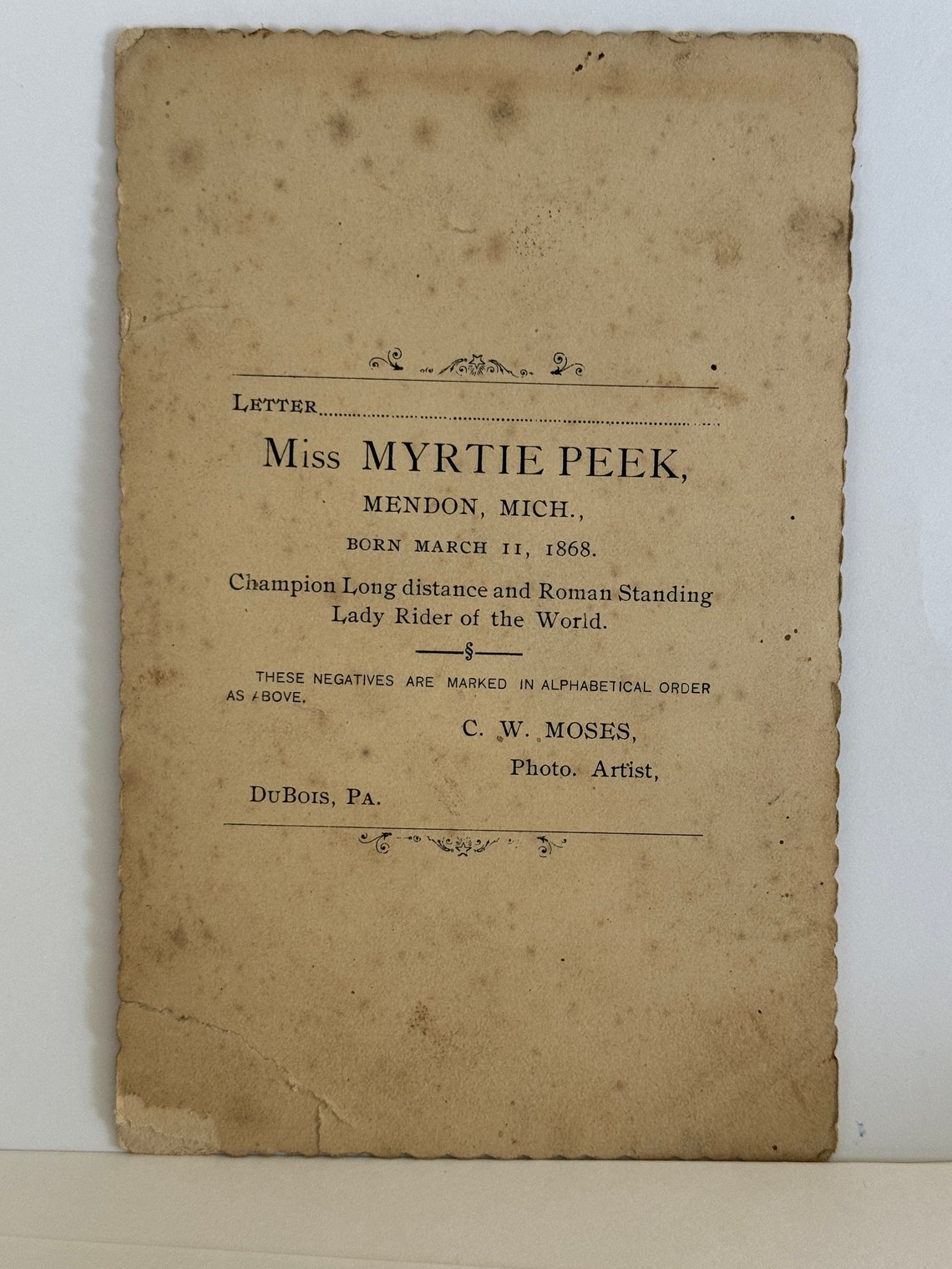 Myrtie Peek: 1880s Champion Horse Rider Cabinet Card - Etsy