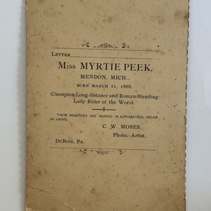 Myrtie Peek: 1880s Champion Horse Rider Cabinet Card - Etsy