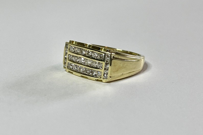 Three Tier Diamond Ring 10k Yellow Gold .85 CTW Genuine - Etsy
