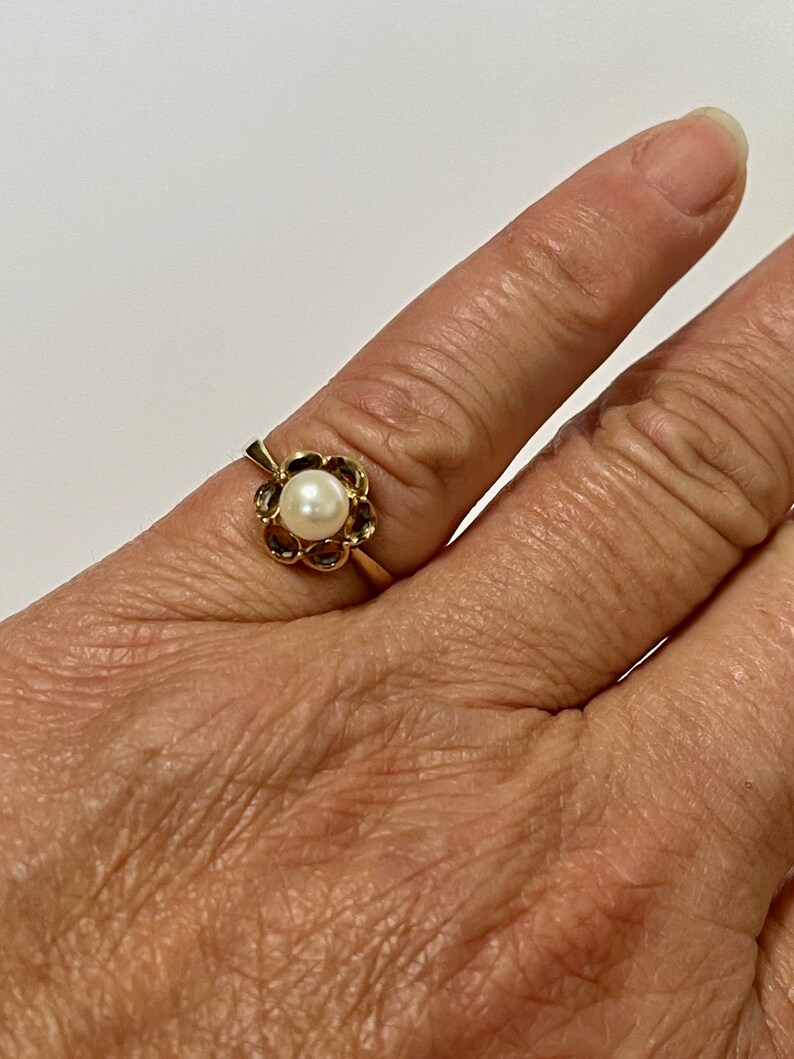 Vintage Cultured Pearl Ring 10k Yellow Gold Siffari Pearl - Etsy