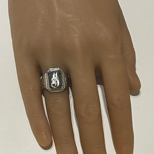 Letter h Ring Retro Era 14k White Gold Genuine Onyx Old English Initial ...