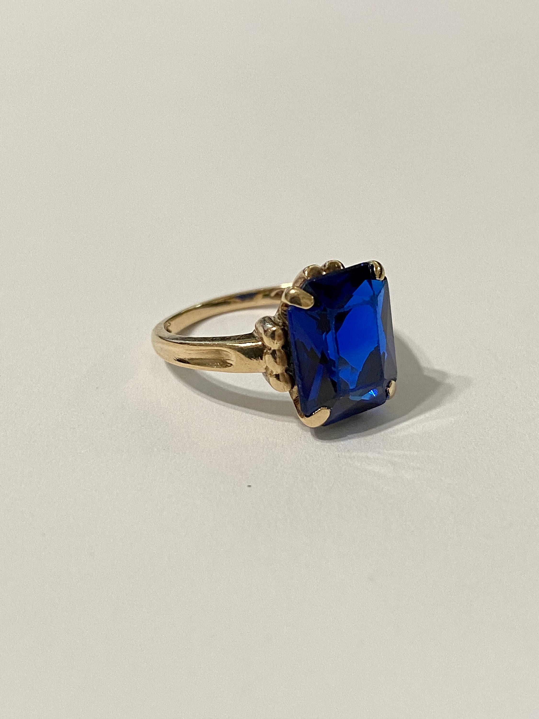 Created Blue Spinel Ring 10k Yellow Gold Blue 6 Carat Stone - Etsy