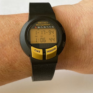 Rare Vintage Seiko Receptor Message Watch Black & Gold Tone ALL ...