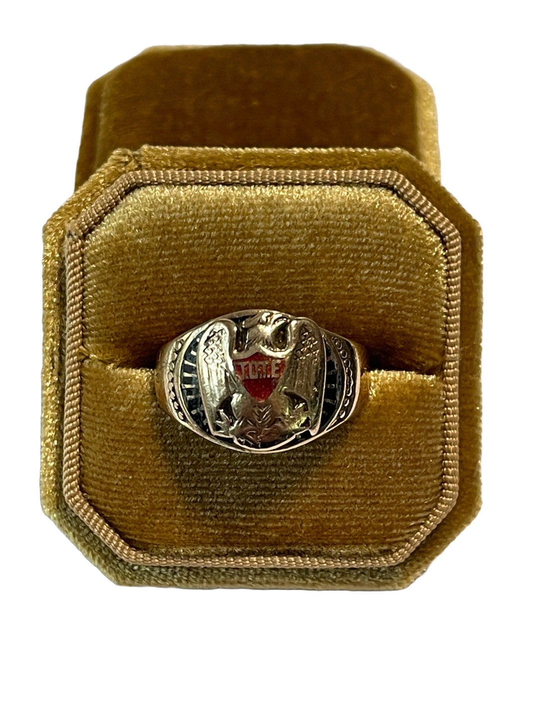 Totem of the Eagle Signet Ring - 10k Yellow Gold & Enamel T.O.T.E Ring ...