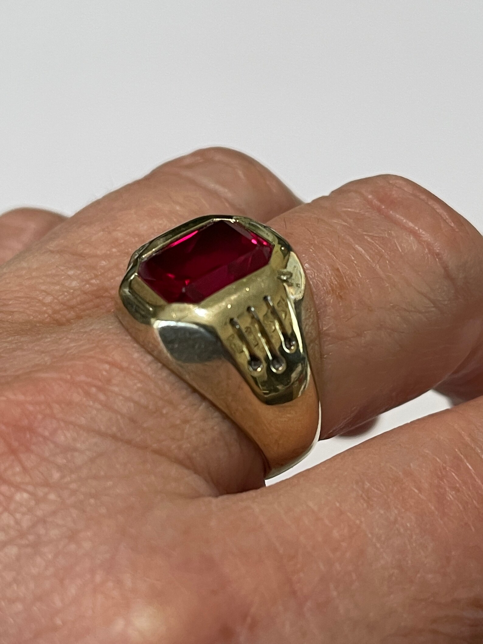 Ruby Ring Vintage Dason 10k yellow Gold Men's Red | Etsy