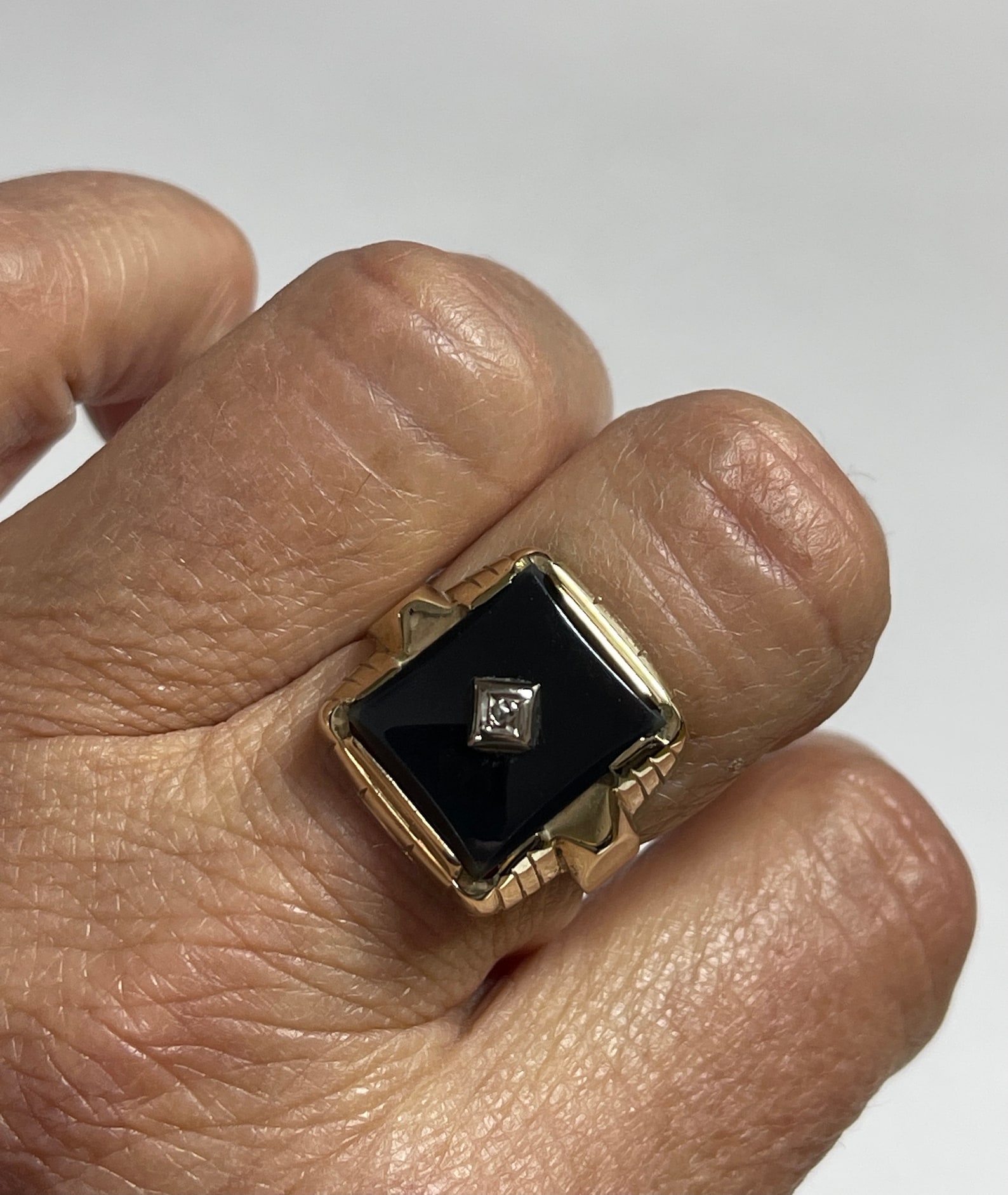 Vintage Dason Onyx Ring 10k Yellow Gold Black Rectangular | Etsy