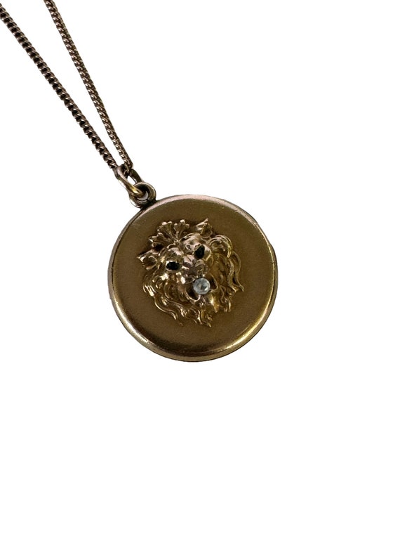Antique Gold Filled Lion Head Locket Necklace: Art No… - Gem