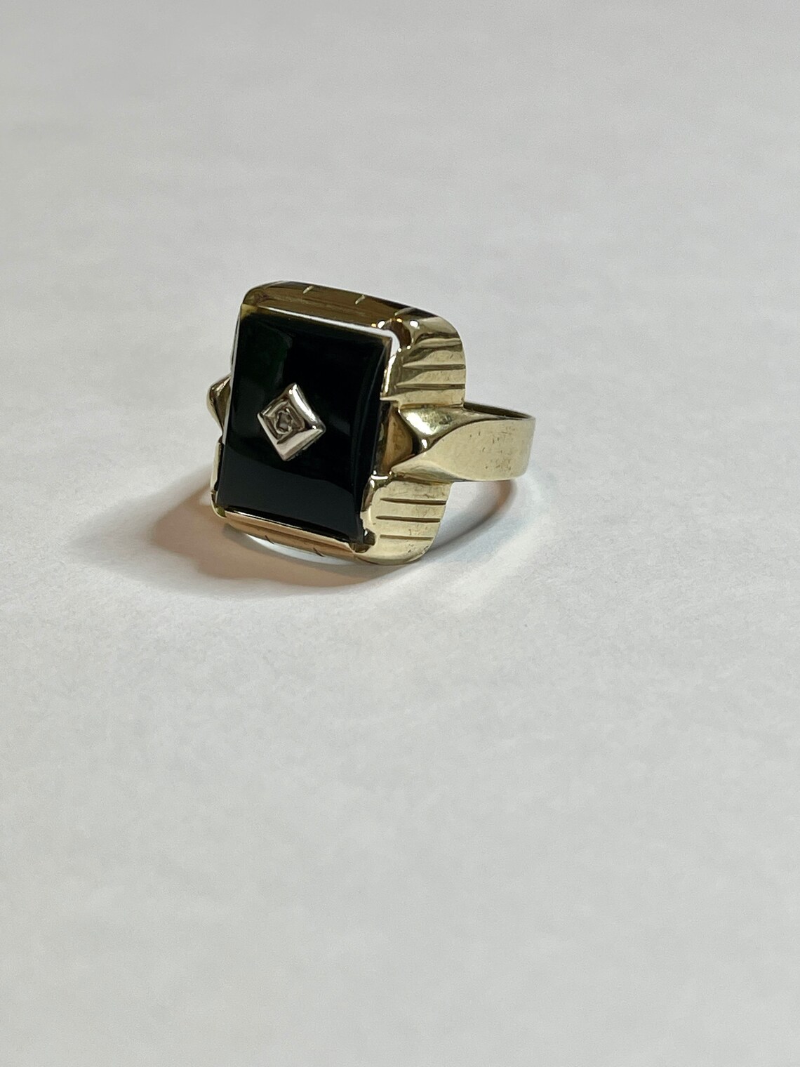 Vintage Dason Onyx Ring 10k Yellow Gold Black Rectangular | Etsy