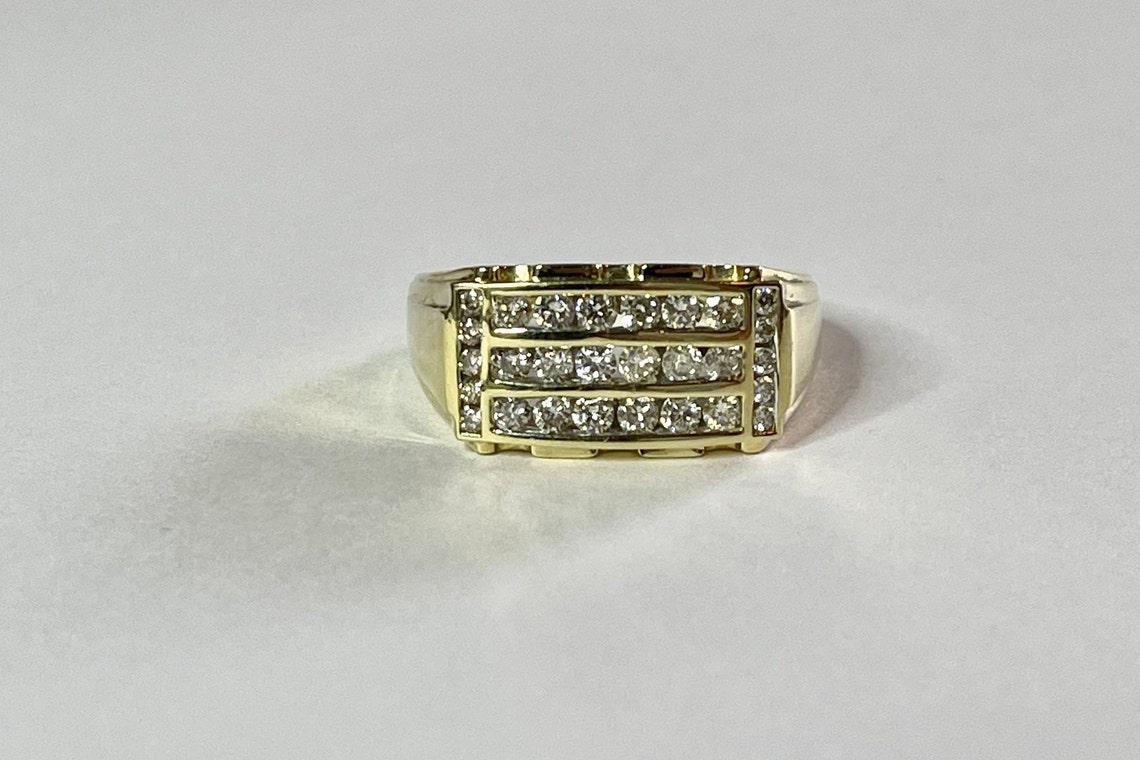 Three Tier Diamond Ring 10k Yellow Gold .85 CTW Genuine - Etsy