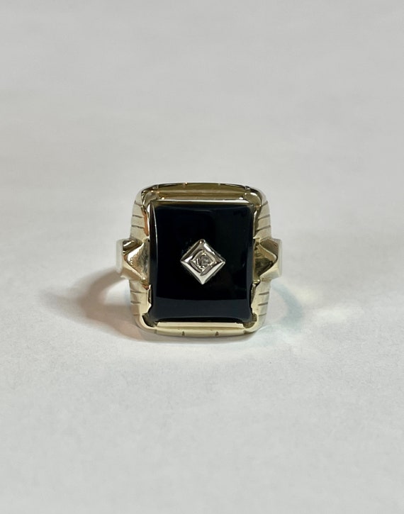 Vintage Dason Onyx Ring 10k Yellow Gold Black Rectangular | Etsy
