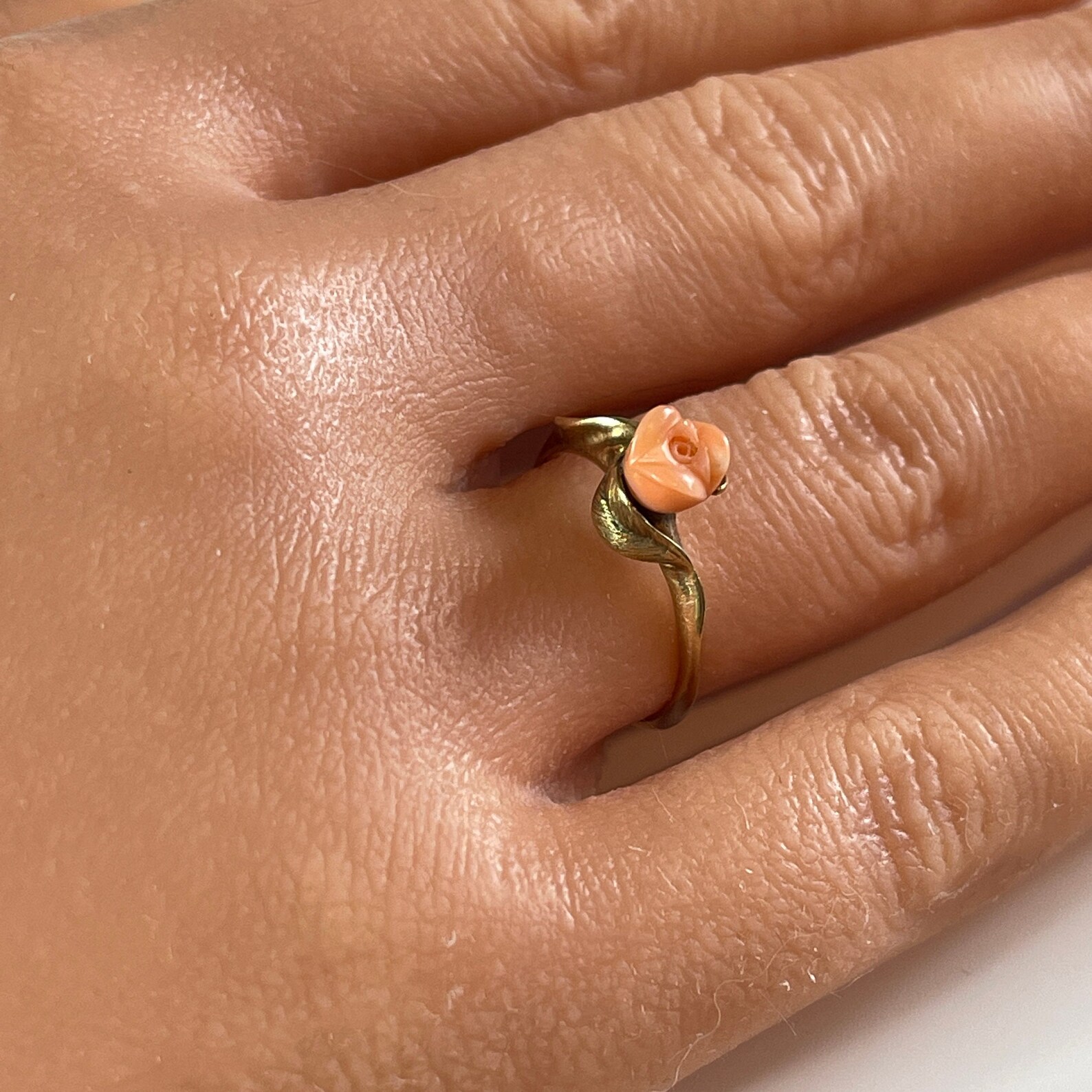 Coral Ring-vintage 10k Yellow Gold Carved Coral Roses Ring Sz 7 - Etsy