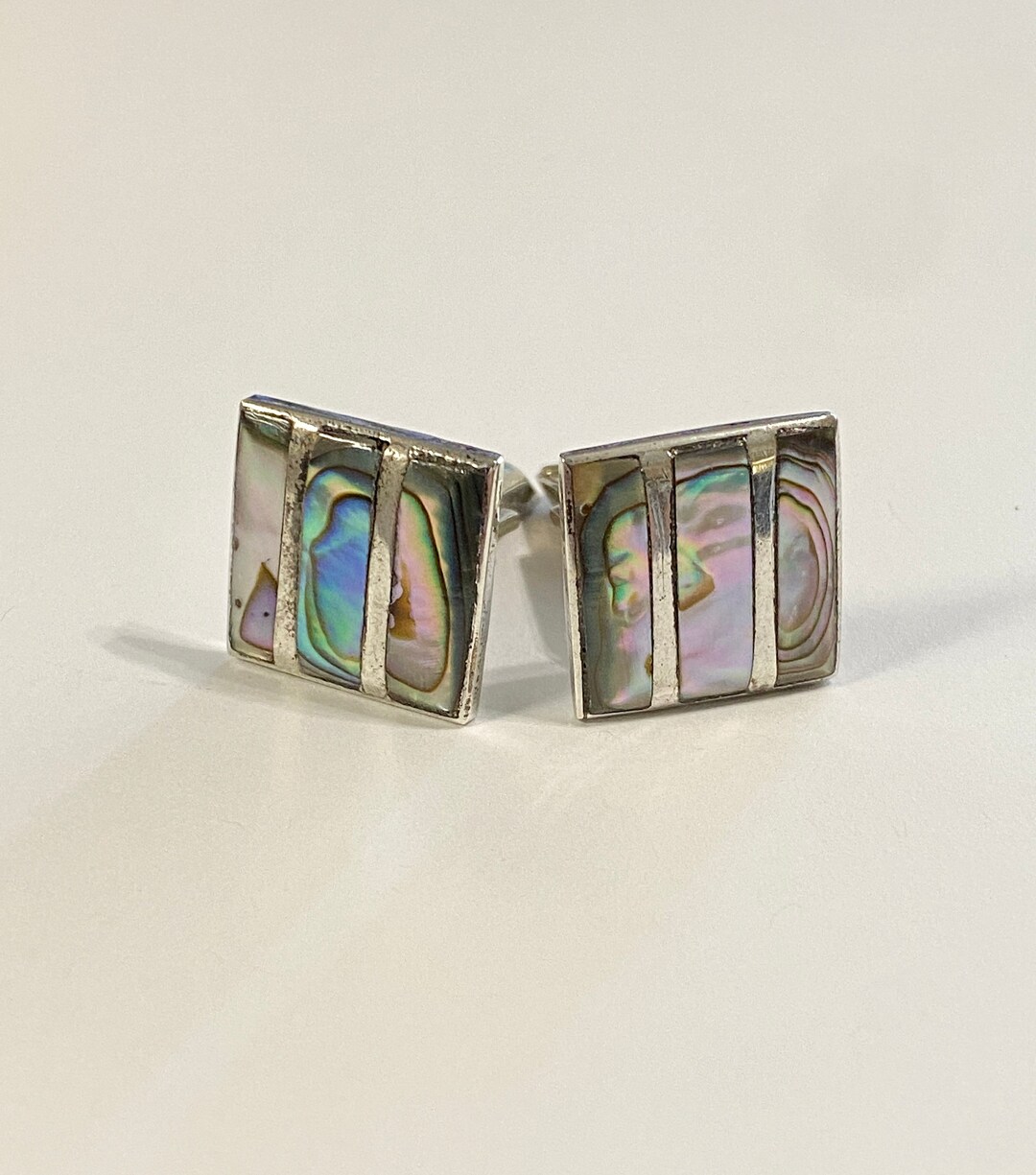 Taxco Mexico Sterling Abalone Inlay Cufflinks-1950s Mexican Silver ...