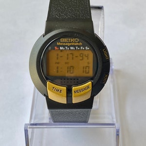 Rare Vintage Seiko Receptor Message Watch Black & Gold Tone ALL ...