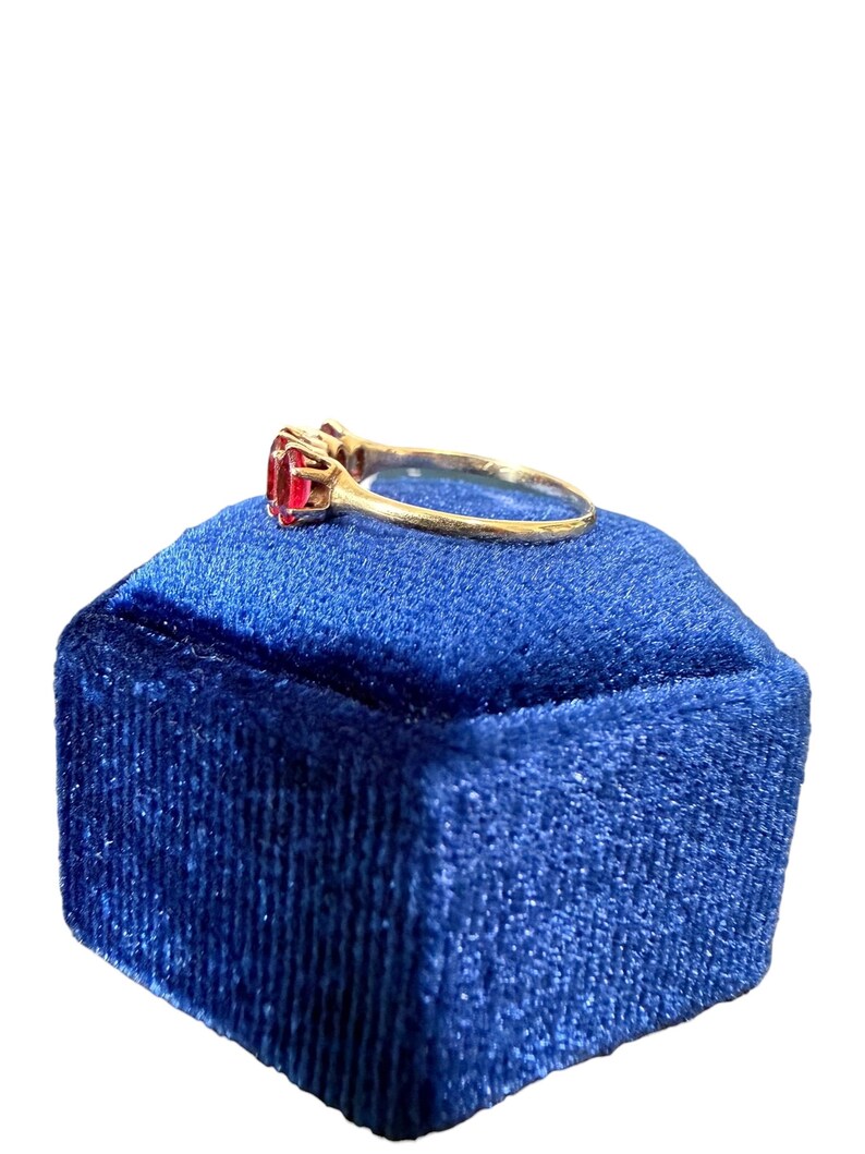 Simulated Ruby Ring - Vintage 10k Yellow Gold Marquise Cut Red Glass ...