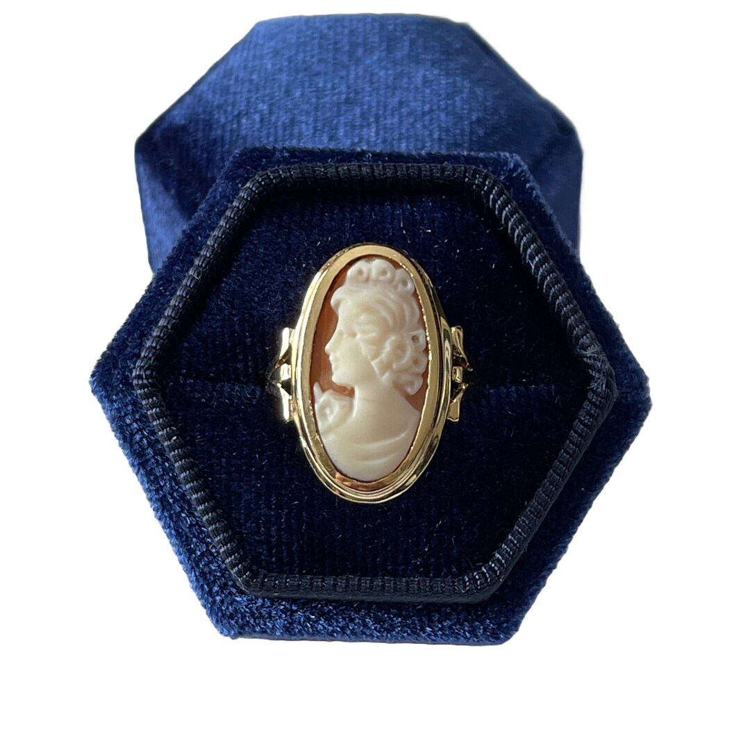 Cameo Ring Tru-glo 14k Yellow Gold Carved Shell Cameo Statement Ring ...