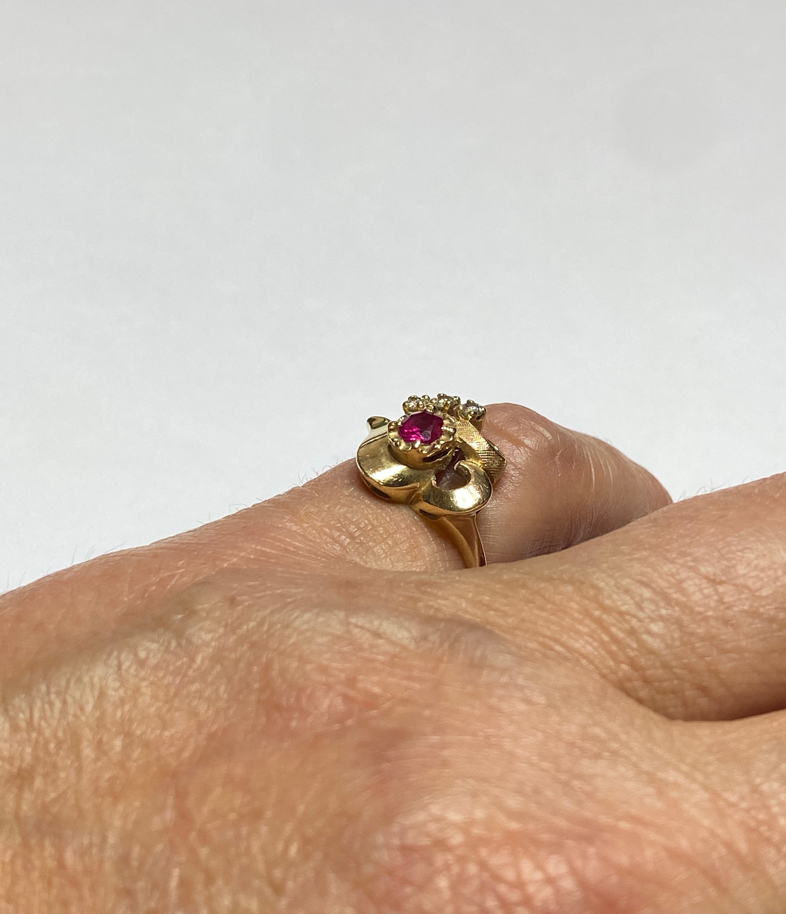 Natural Ruby and Diamond Ring Vintage 1950's 14k Yellow | Etsy