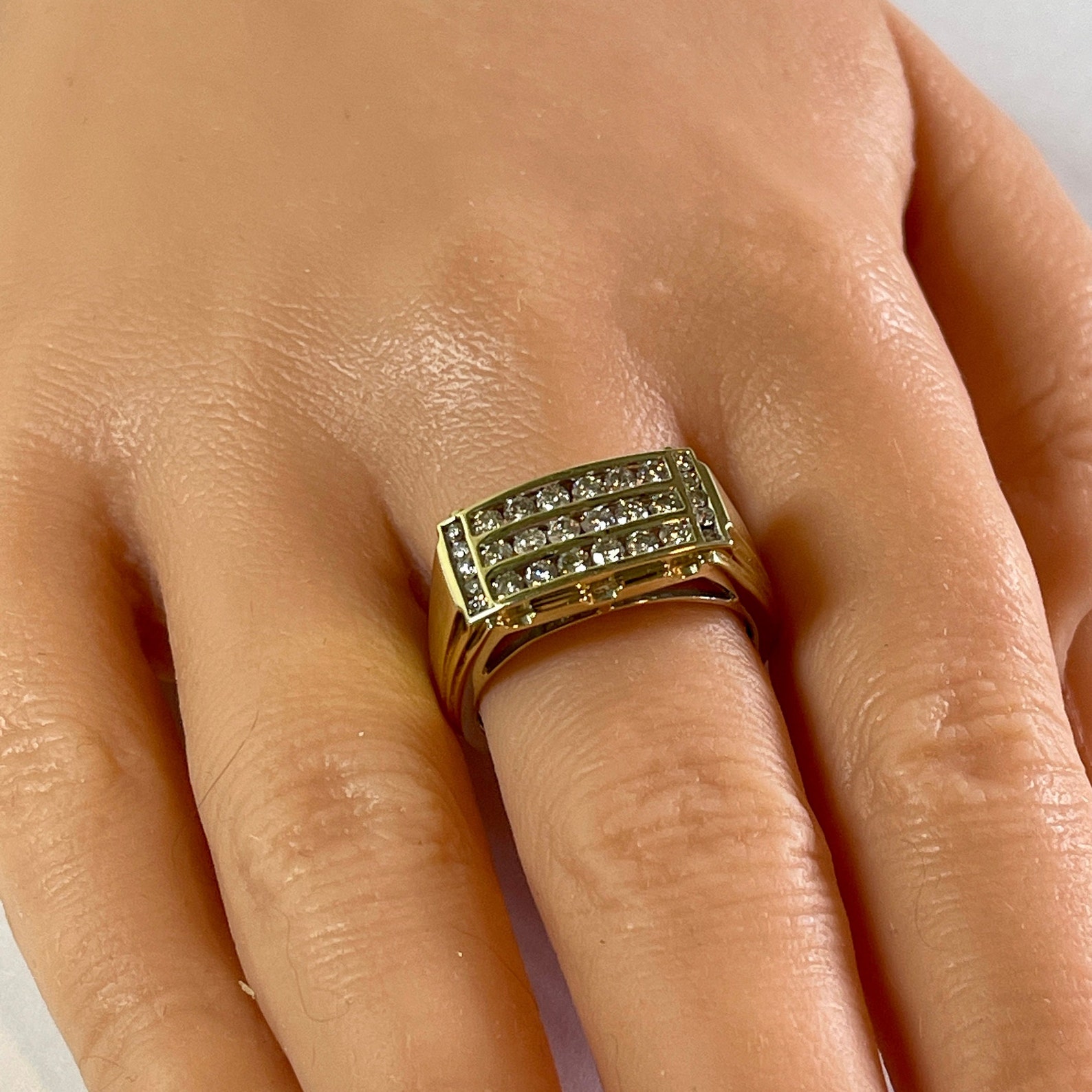 Three Tier Diamond Ring 10k Yellow Gold .85 CTW Genuine - Etsy