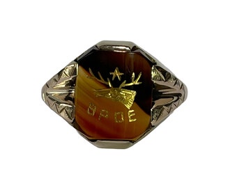 10 Karat Yellow Gold Elks Lodge Ring - Etsy
