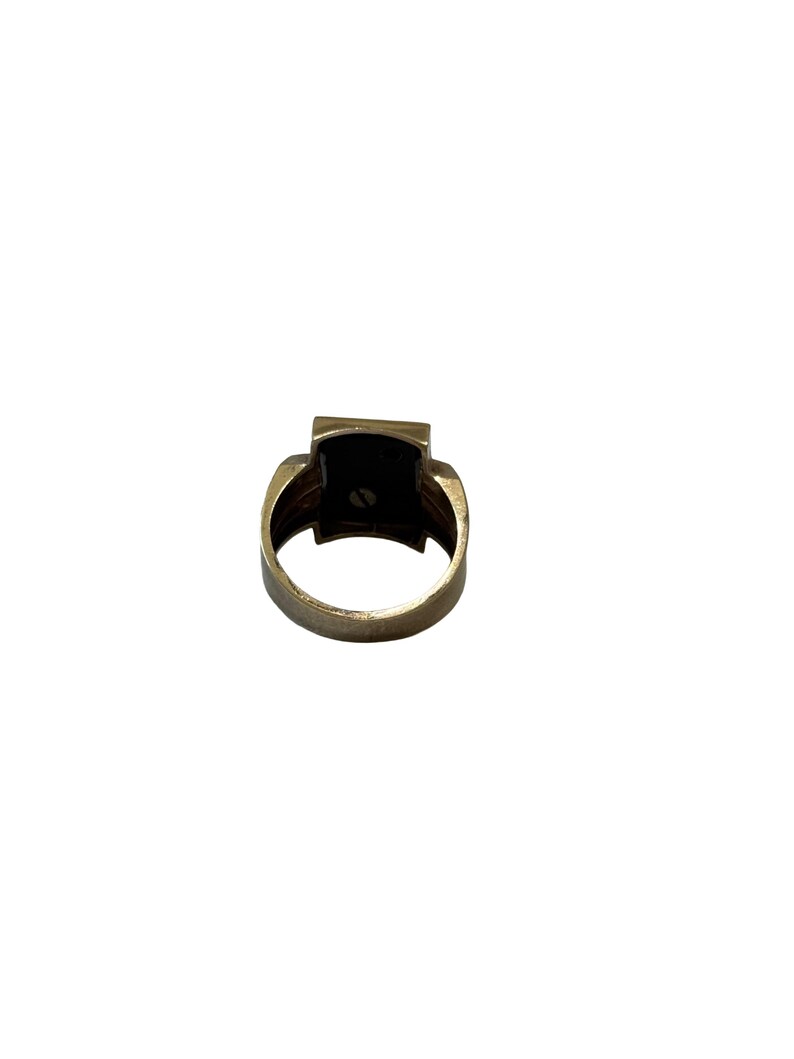 Art Deco Onyx Initial Ring: 10k Yellow Gold Letter H, Diamond Accent - Etsy