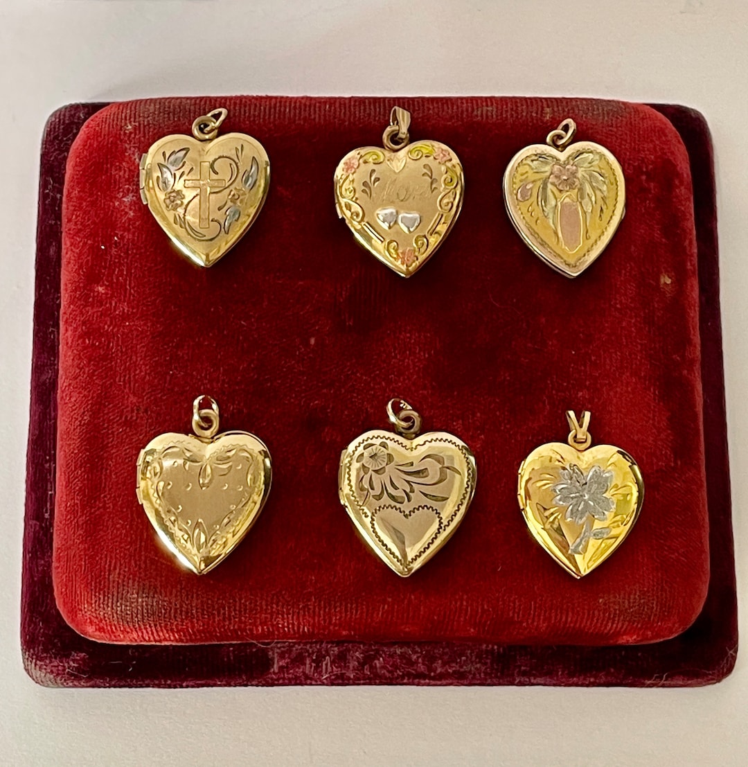 Vintage Heart Shaped Gold Filled Locket Pendants fine Vintage Era ...