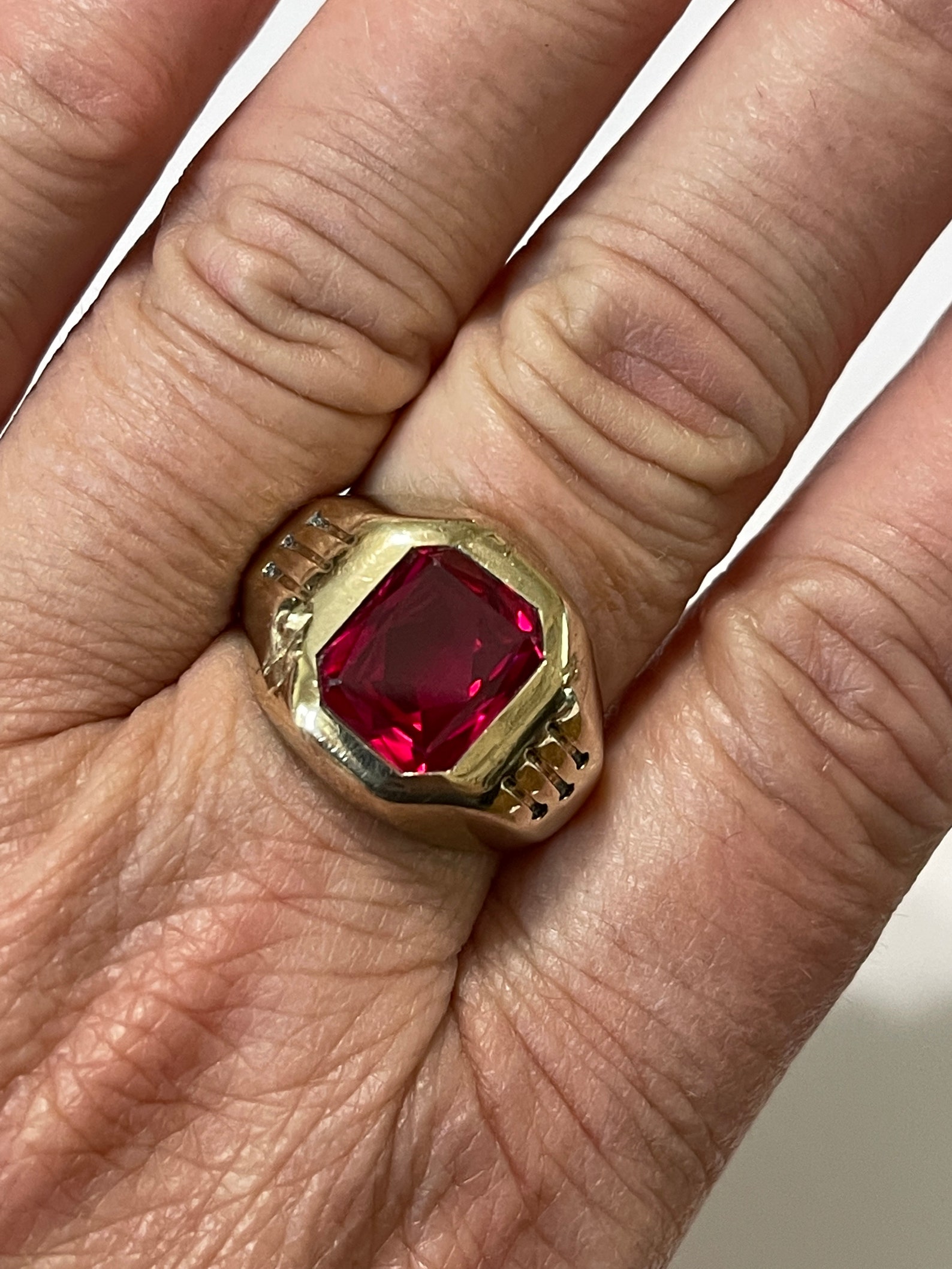 Ruby Ring Vintage Dason 10k yellow Gold Men's Red | Etsy