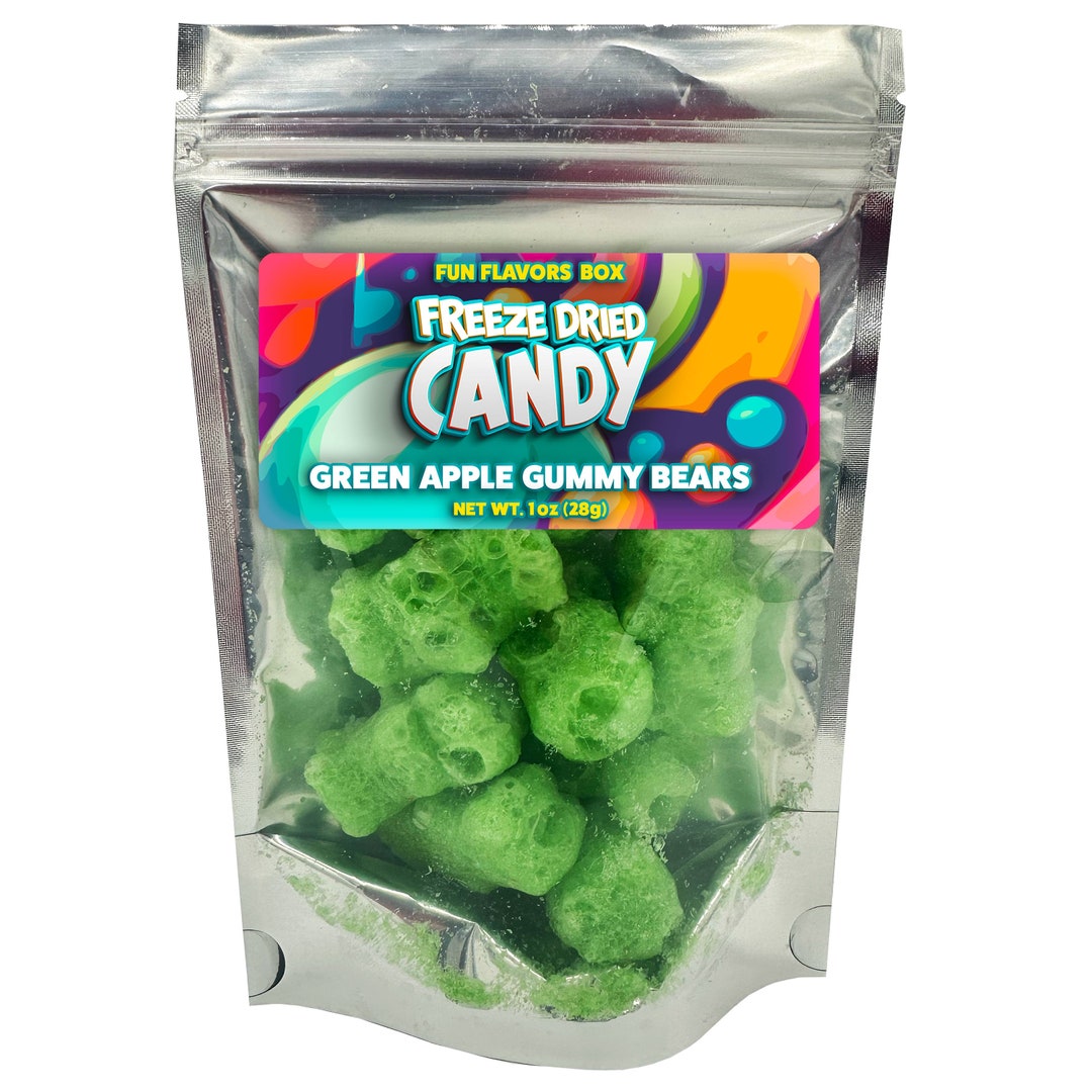 Freeze Dried Candy Green Apple Gummy Bears, Unique, Exotic Crunch Snack ...