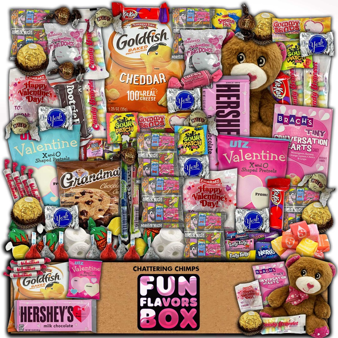 Valentines Day Candy Box Snack Package 100 Count Variety - Etsy