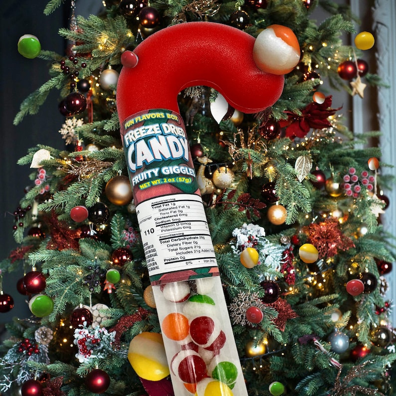 Giant Christmas Candy Cane Filled With 2 Oz of Freeze-dried Candy ...
