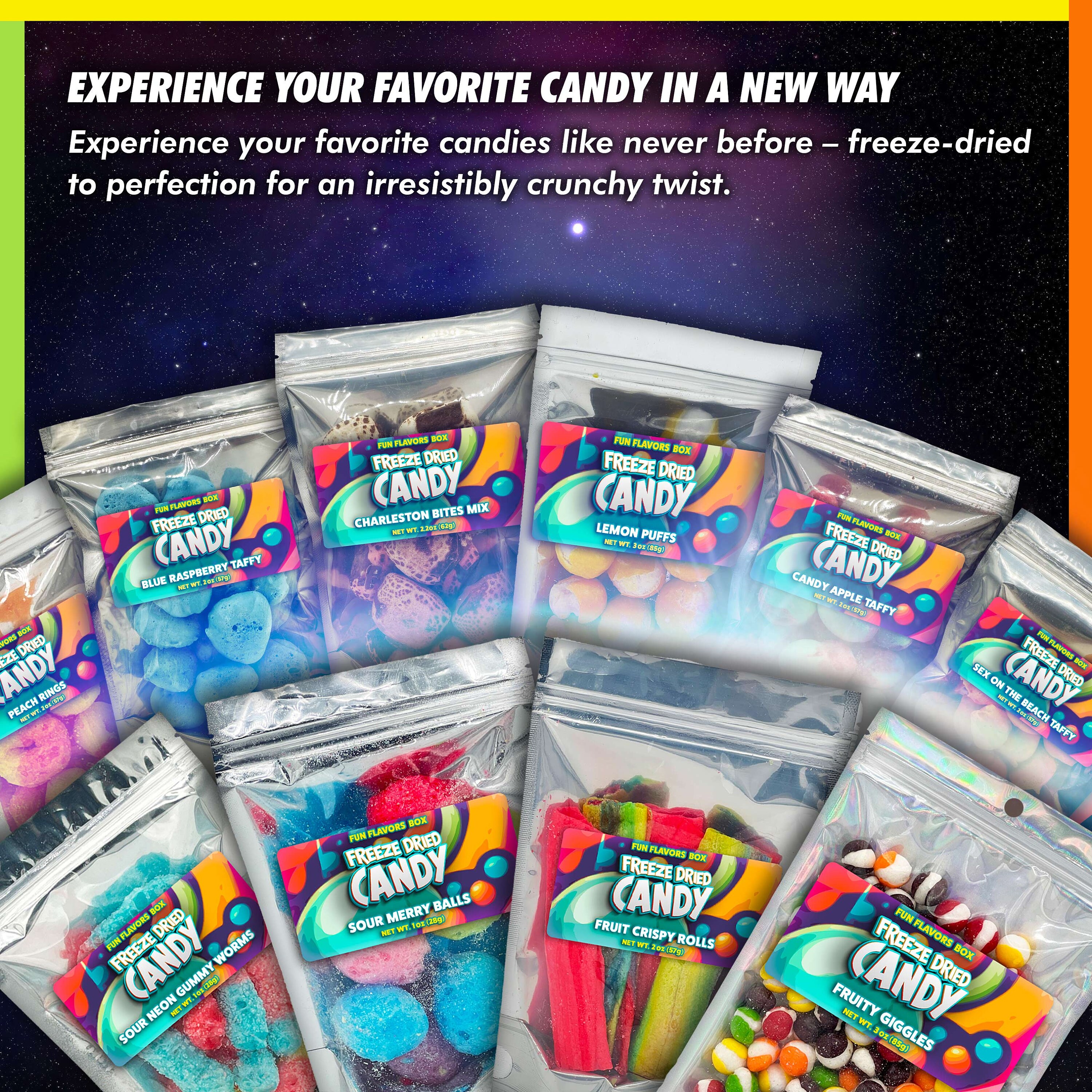 Freeze Dried Cotton Candy Taffy Unique Exotic Crunch Treats Space Party ...
