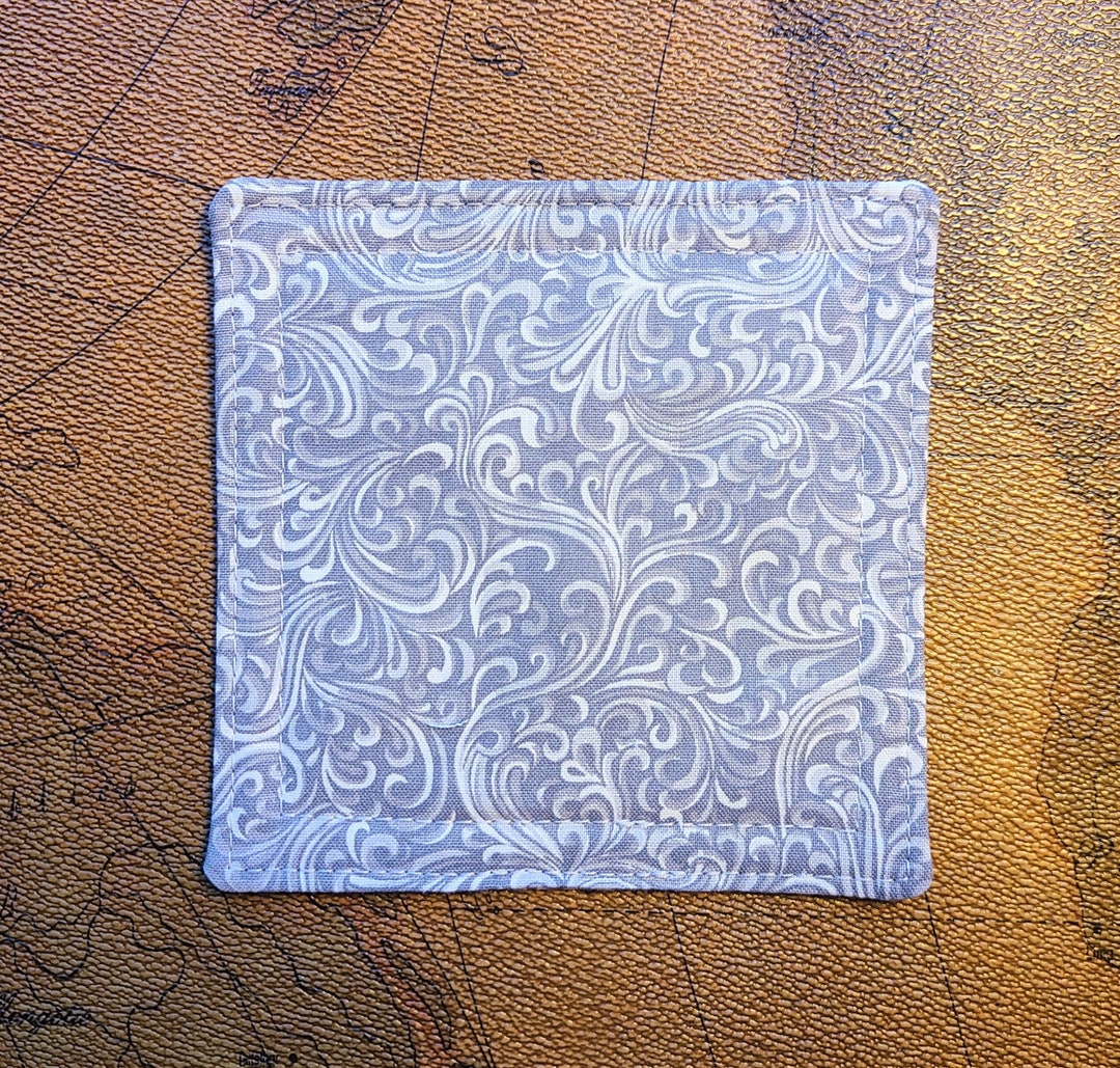 Gray Swirl Coaster Four Pack-gray Swirl Tea Coasters-quilted - Etsy