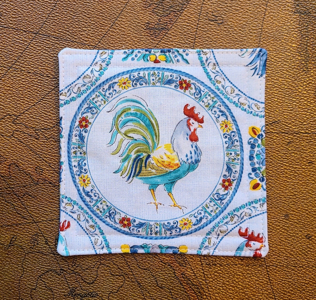 Blue Country French Kitchen Coaster Four Pack-rooster Tea Coasters ...