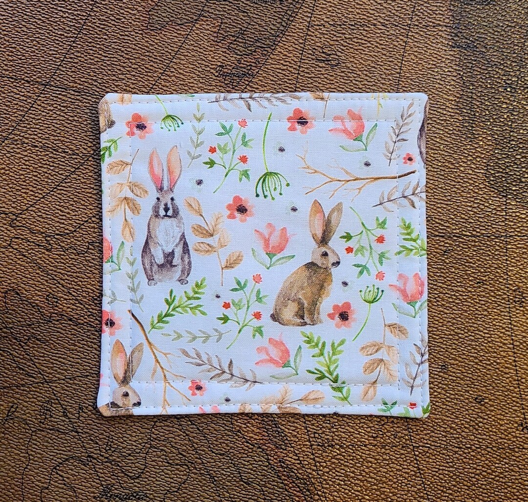 Spring Bunnies Coaster Four Pack-spring Rabbit Tea Coasters-quilted ...