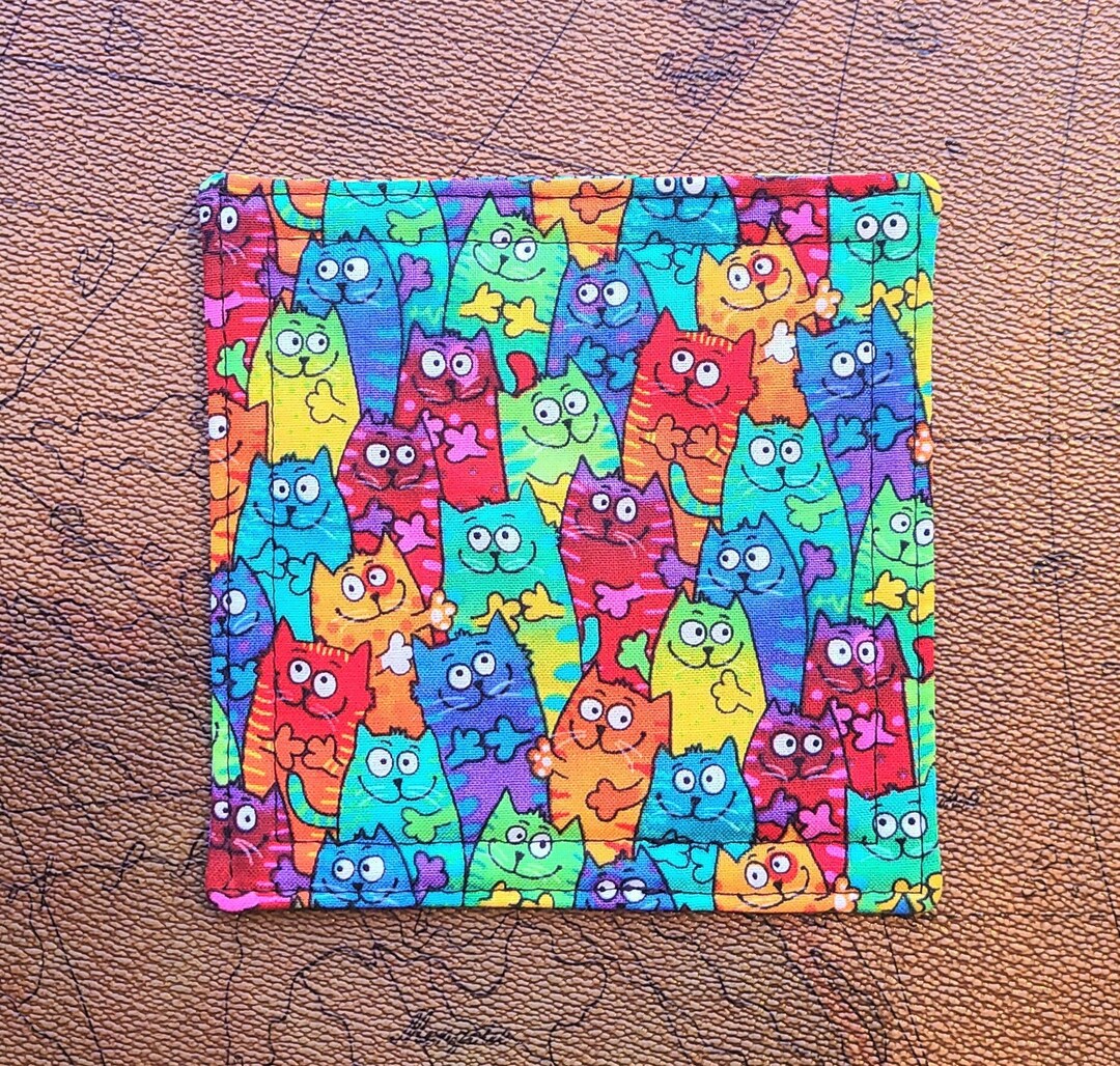 Cartoon Cat Coaster Four Pack-cat Lover Coasters-colorful Cat Coasters ...