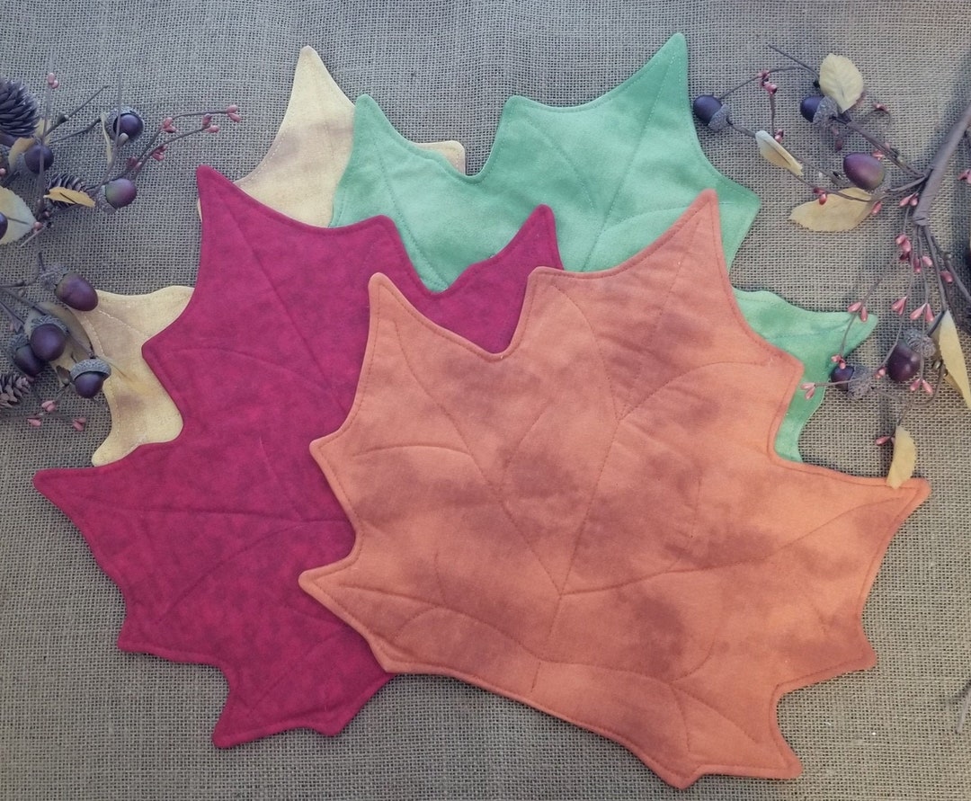 Leaf Placemat Set-quilted Fabric Placemat-host Gift-fall Quilted ...
