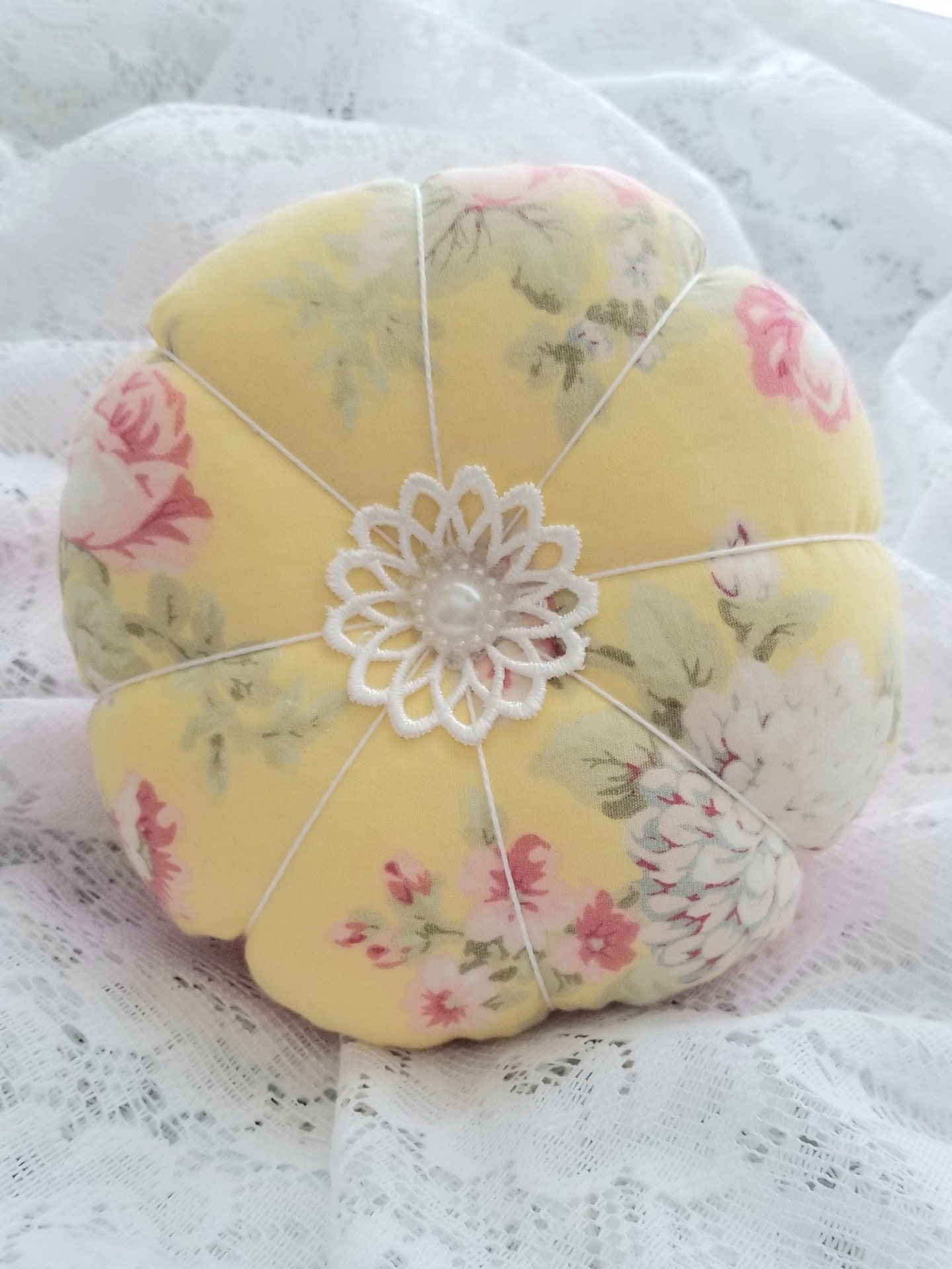 Patchwork Pin Cushion-victorian Floral Pin Cushion-bedroom | Etsy