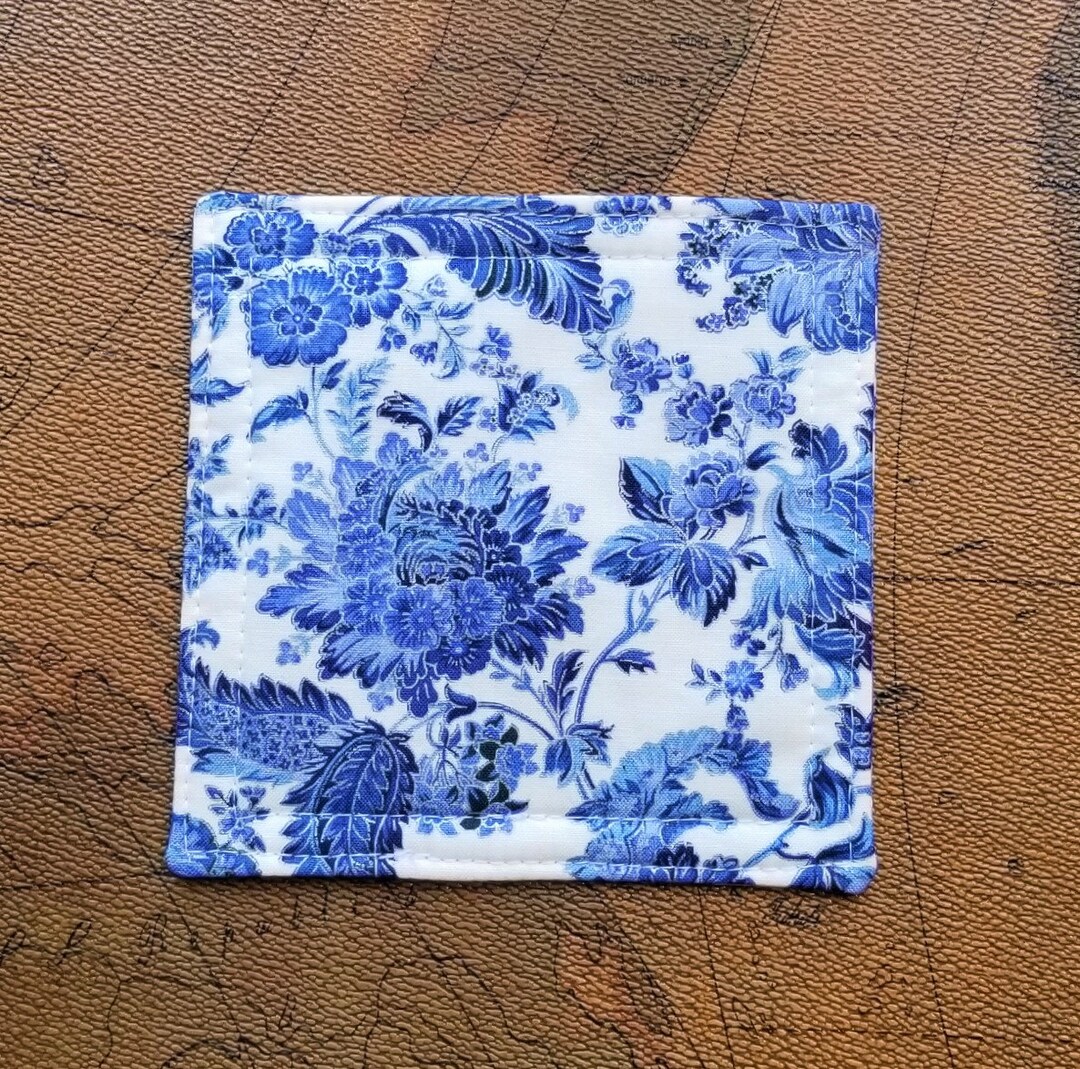 Delft Coaster Four Pack-delft Tea Coasters-quilted Blue White Coasters ...