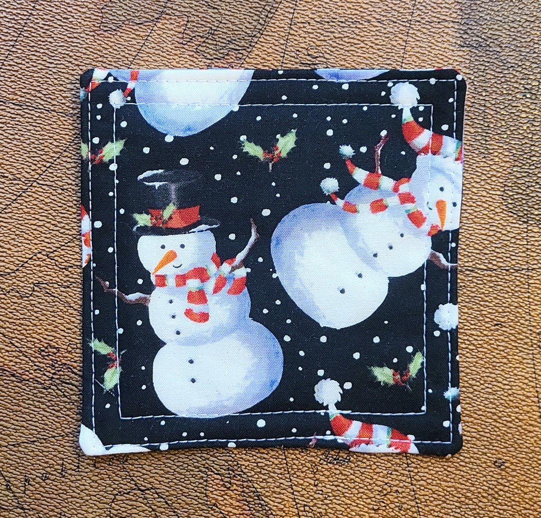 Christmas Snowmen Coaster Four Pack-festive Tea Coasters-quilted ...