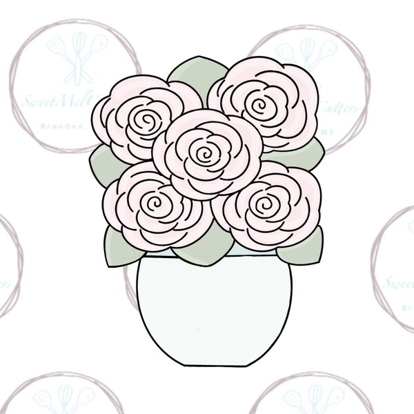 Flowers In Vase Cookie Cutter Etsy