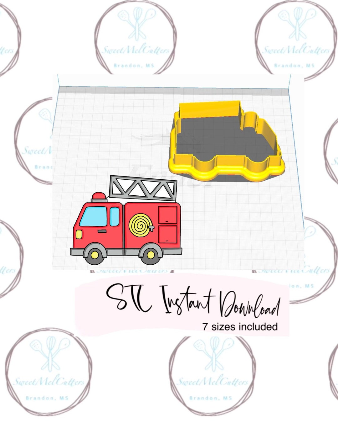 Fire Truck Cookie Cutter STL Instant Digital Downloads - Etsy