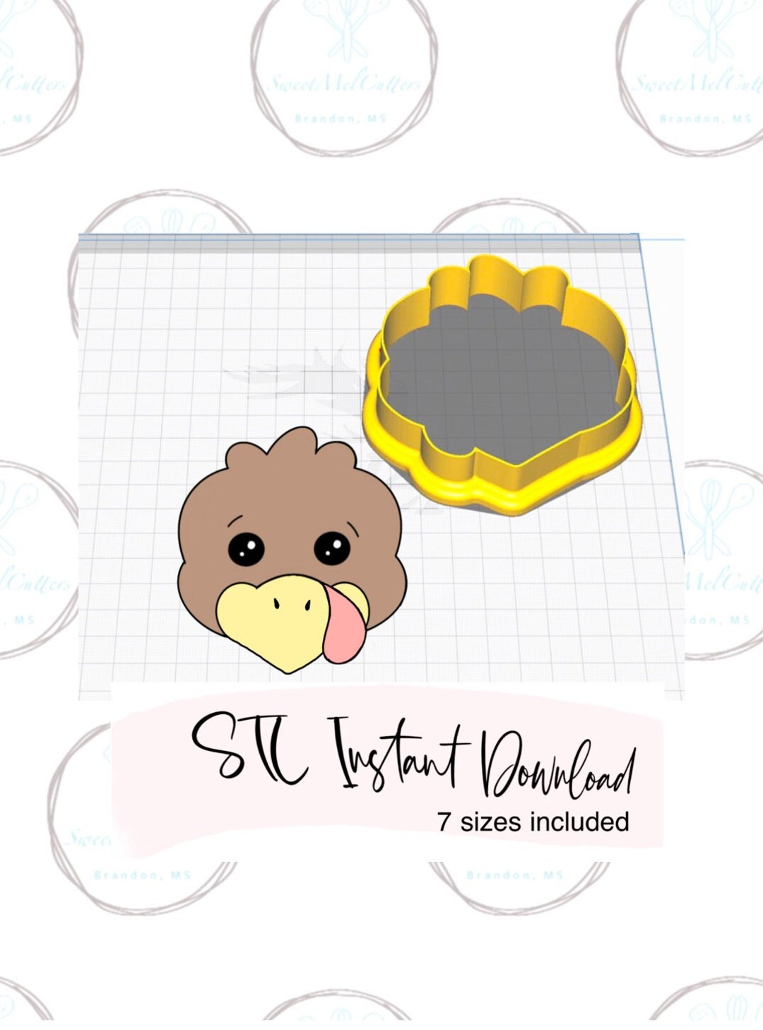 Cute Turkey Face Cookie Cutter STL File Instant Download - Etsy