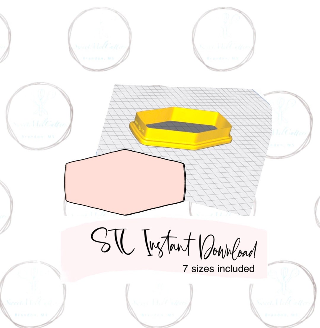 Elongated Hexagon Cookie Cutter STL File Instant Download - Etsy