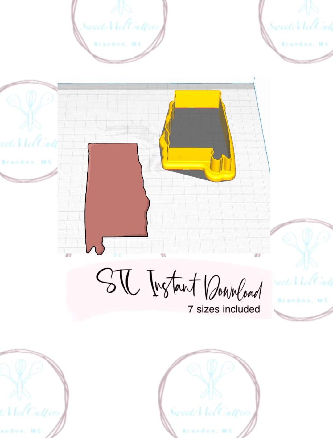 State of Alabama Cookie Cutter STL Instant Digital Downloads - Etsy