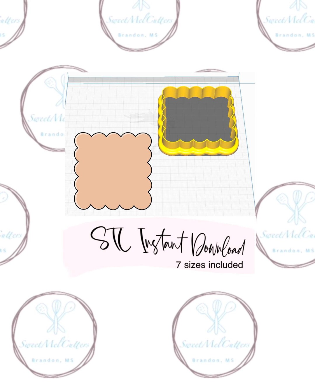 Curvy Square Cookie Cutter STL Instant Digital Downloads - Etsy