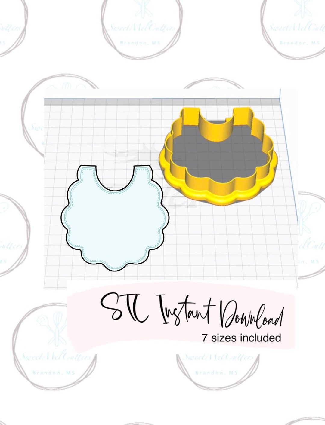 Baby Bib Cookie Cutter STL File Instant Download - Etsy