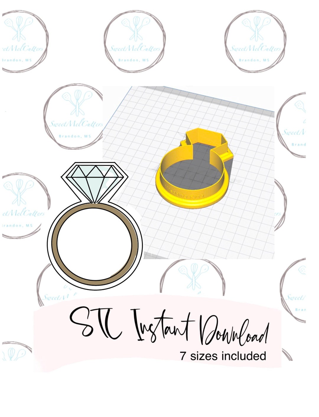 Wedding Ring Cookie Cutter STL File Instant Download - Etsy
