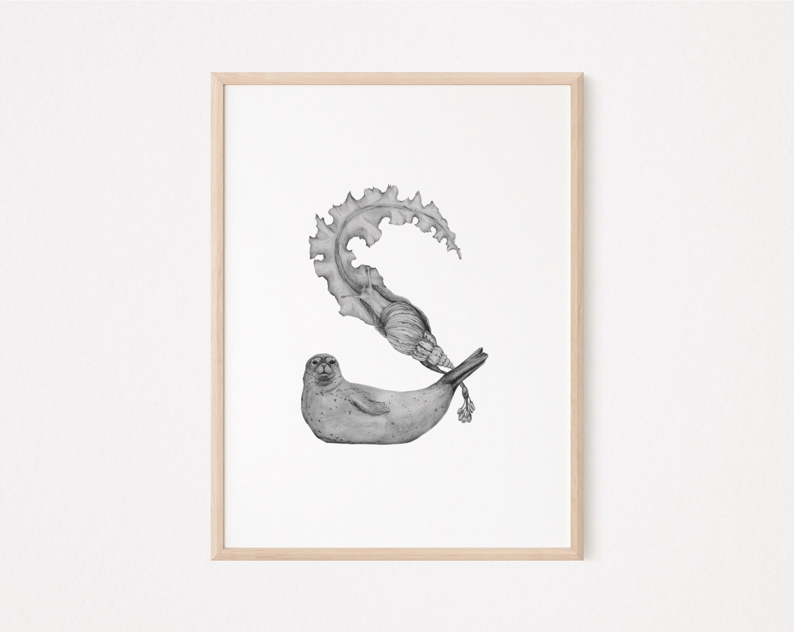 S is For: Seal, Seaweed, Snail. Alphabet Nursery Print, Nursery Decor ...