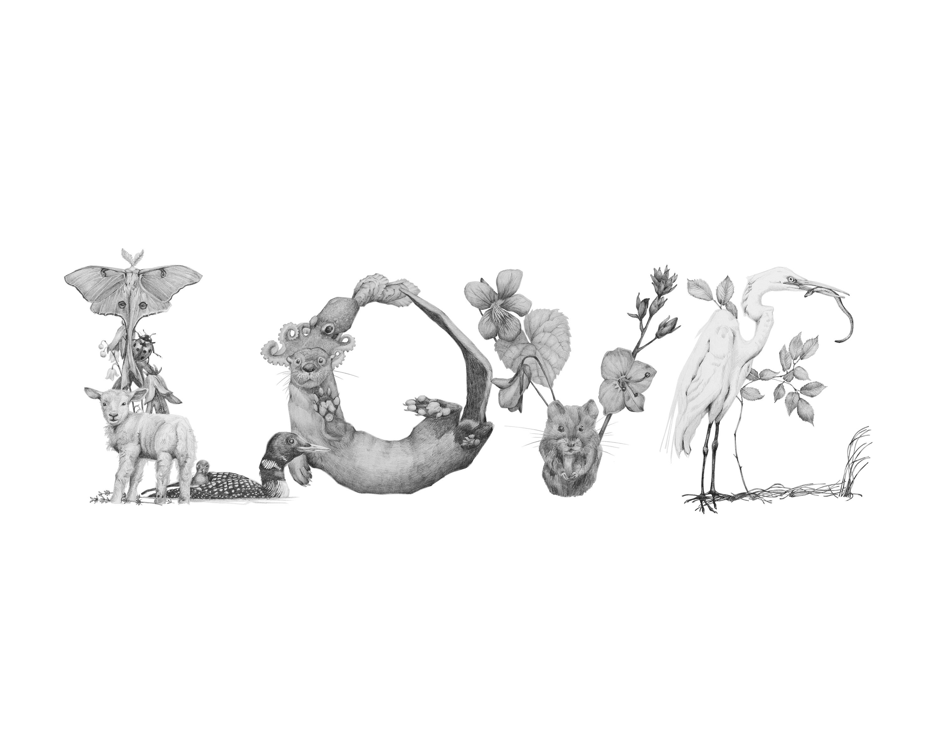 LOVE Print. L is For. Love, Love Art, Love Print, Alphabet, Animal ...