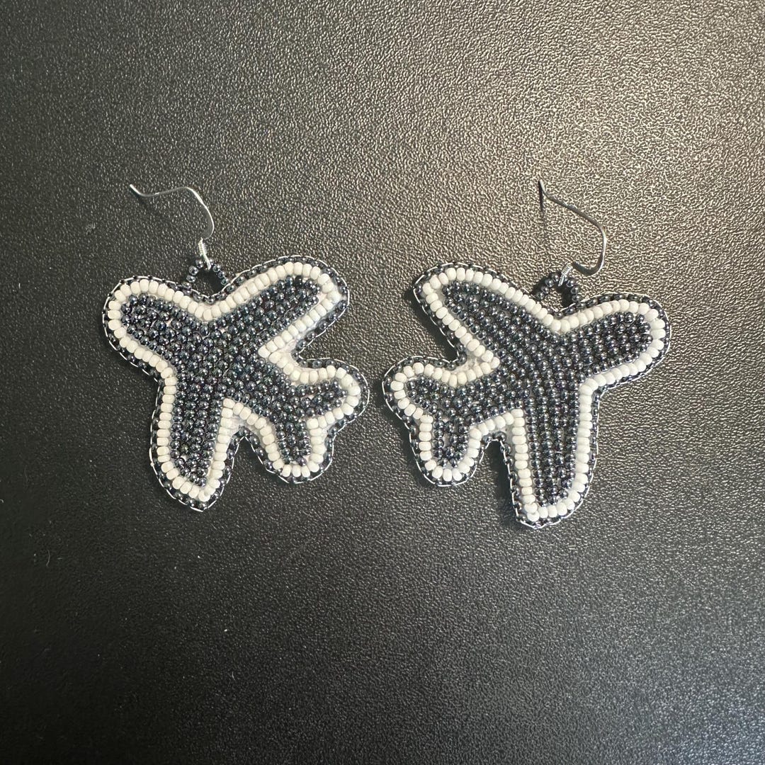Airplane Earrings - Native American Beadwork - Indigenous Made - Etsy